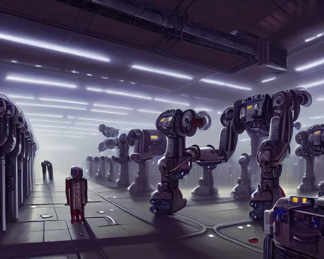 painting of the ai robotic core, factory machines, | Stable Diffusion ...