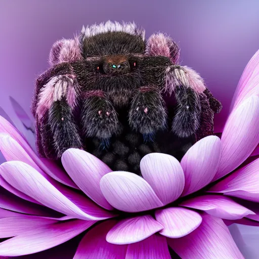 fluffy tarantula sitting on a pink lotus flower, cover | Stable ...