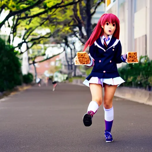 super chibi moe anime girl running down the street | Stable Diffusion ...