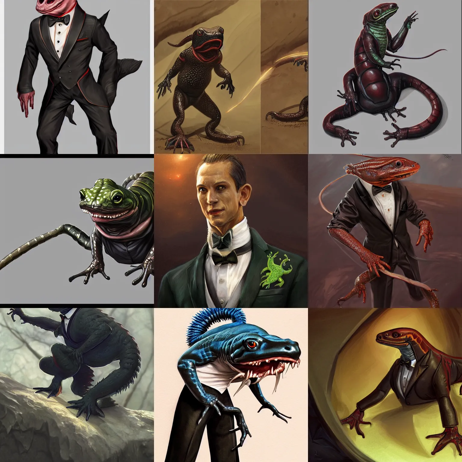 salamander in a tuxedo, highly detailed, d & d, | Stable Diffusion ...