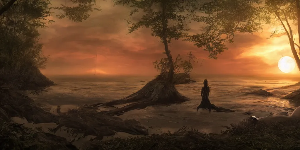 epic drowned medieval woman shipwrecked on a beach, | Stable Diffusion ...