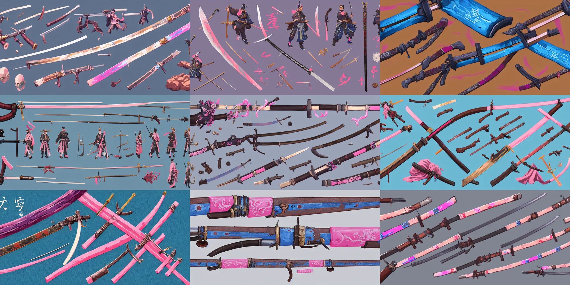 game asset of fantasy samurai sword, in gouache | Stable Diffusion ...