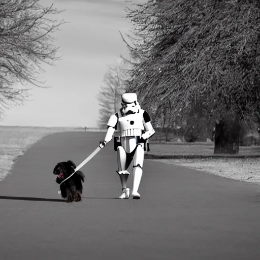 A stormtrooper taking his dog for a walk, photo, real, | Stable ...