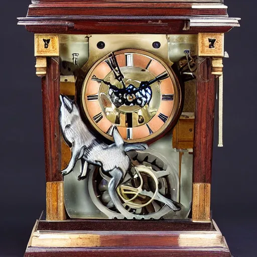 19th century mechanical automata clock depicting a | Stable Diffusion ...