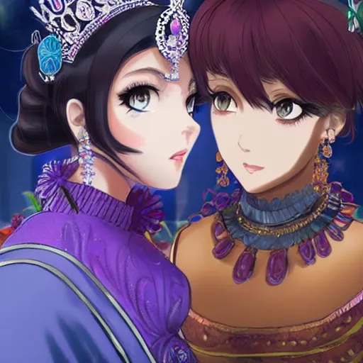 a scene of two beautiful queens facing each other in | Stable Diffusion ...