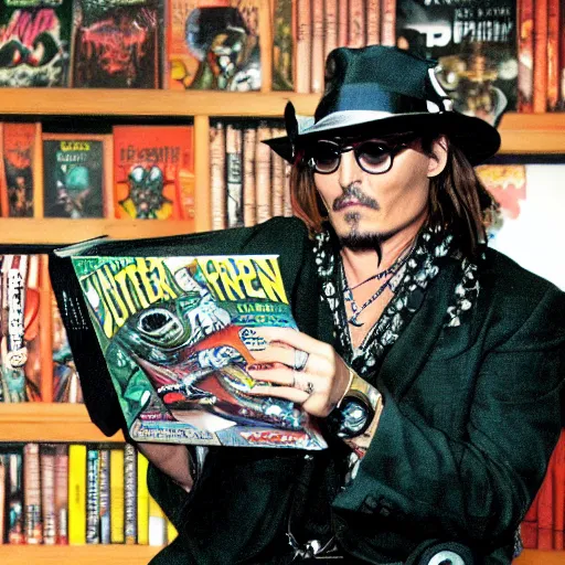 johnny depp reading a cyberfrog comic book | Stable Diffusion | OpenArt