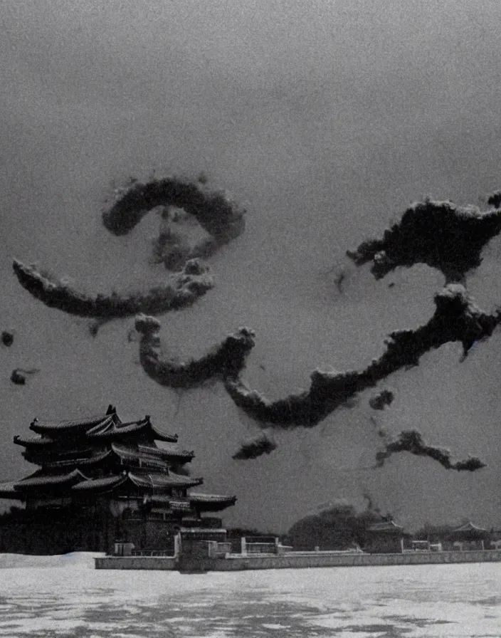 a filmstill of a north korean monster movie, kaiju - | Stable Diffusion