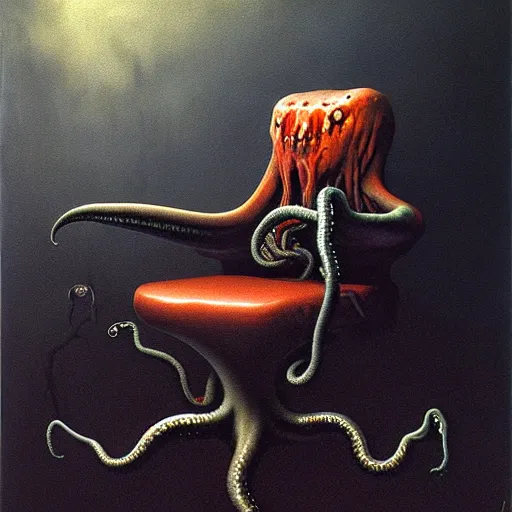 horrifying eldritch gaming chair, painting by zdzisław | Stable Diffusion