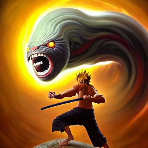 highly detailed painting of uzumaki naruto fighting a | Stable ...