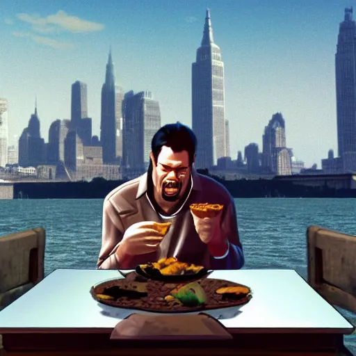 jc denton from deus ex videogame eats cereal at a | Stable Diffusion ...