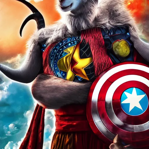 goat Baaah Fieri joins the Avengers , promo photo, | Stable Diffusion ...