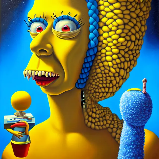 an oil on canvas portrait painting of marge simpson, | Stable Diffusion ...