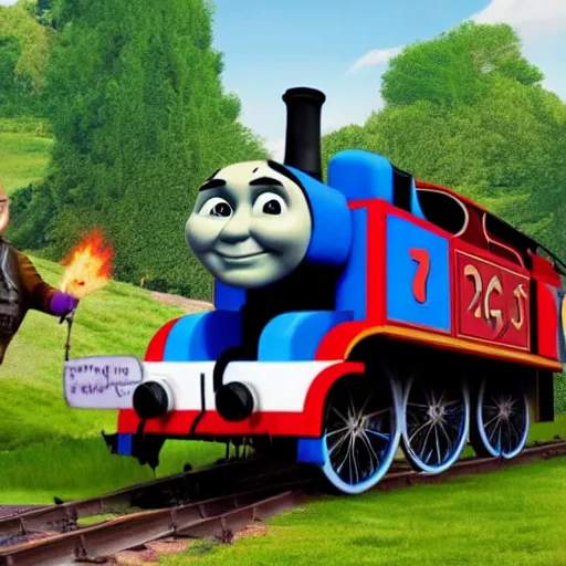 Thomas the Tank Engine and Shrek team up to fight | Stable Diffusion ...