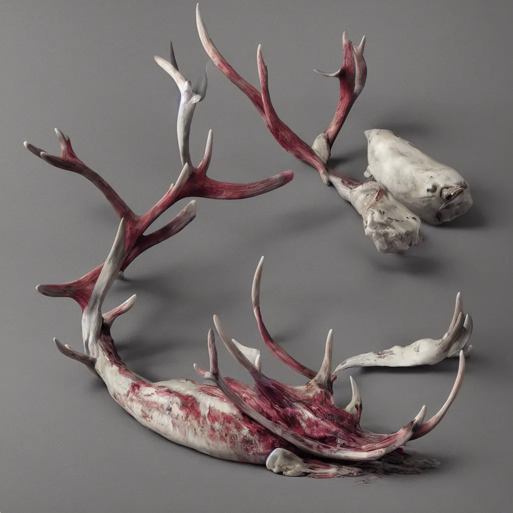 vibrant colors. delicate animal innards, antlers white | Stable ...