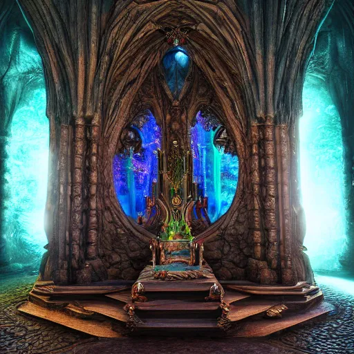 Photorealistic magic elven shrine of the gothic witch | Stable ...