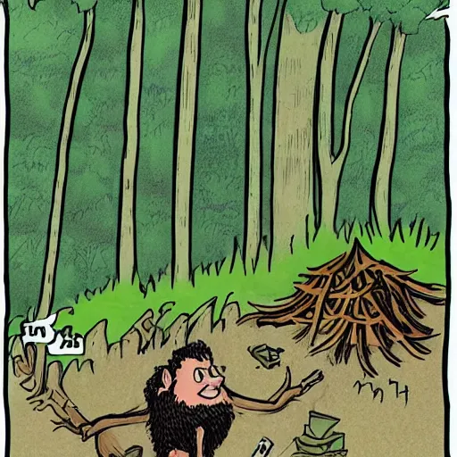 a forest being devoured by a troll, political cartoon | Stable ...