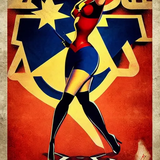 vfx woman super hero pin up poster, digital art, | Stable Diffusion
