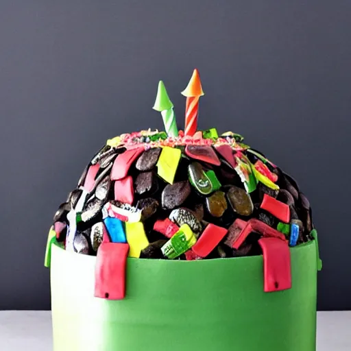 a birthday cake that looks like a garbage can, cake | Stable Diffusion