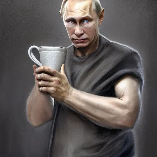 artstation concept of a weak Vladimir Putin holding a | Stable ...