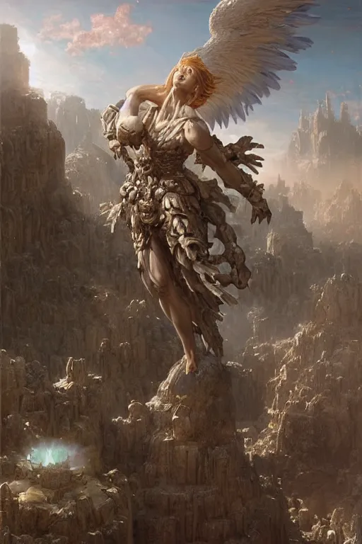 Art of beautiful angel rising above an ancient | Stable Diffusion | OpenArt