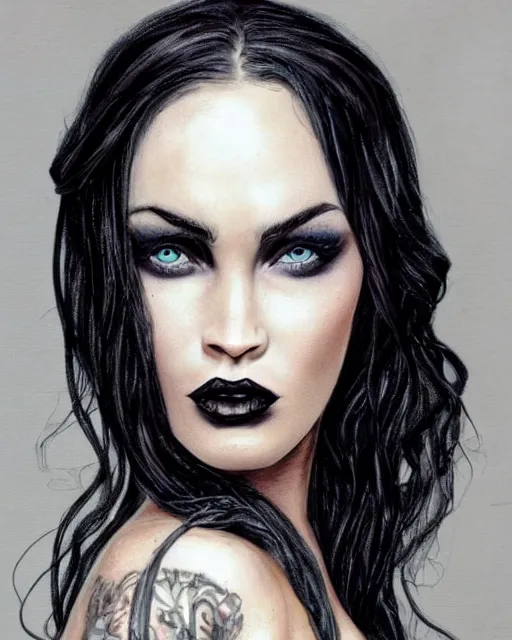 Hyper realistic portrait of Gothic bride, Megan Fox | Stable Diffusion