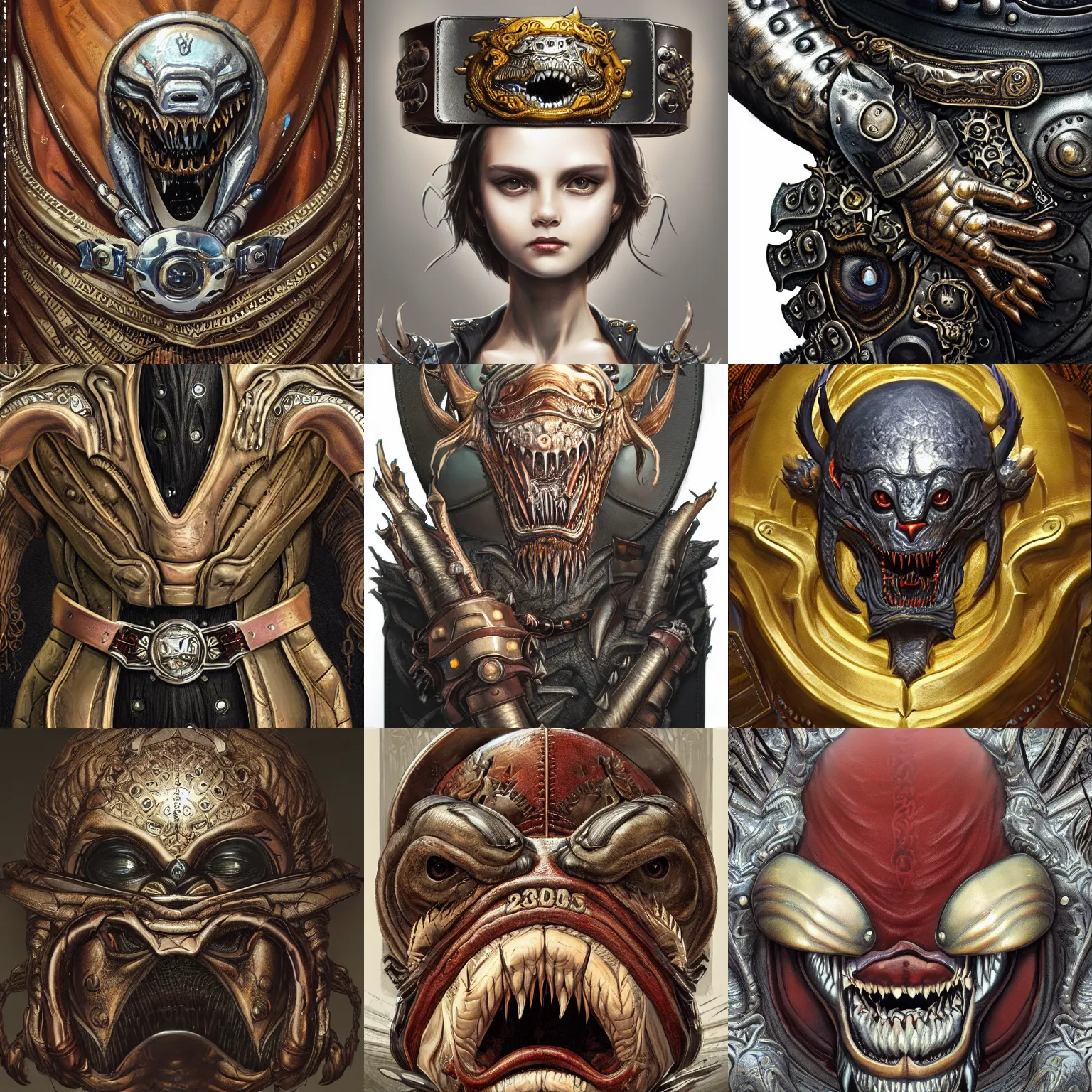 wide leather belt with metal decorative monster head | Stable Diffusion ...