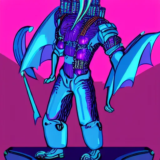 synthwave anthropomorphic dragon | Stable Diffusion | OpenArt