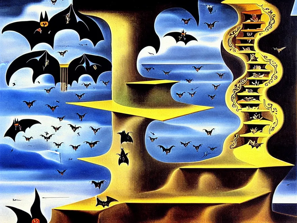 a painting of a staircase to heaven with the reverse | Stable Diffusion