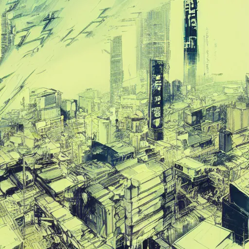 concept art of tokyo city taken from drone by yoji | Stable Diffusion ...