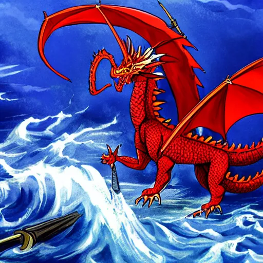 great red bloody dragon goes against samurai and a | Stable Diffusion ...