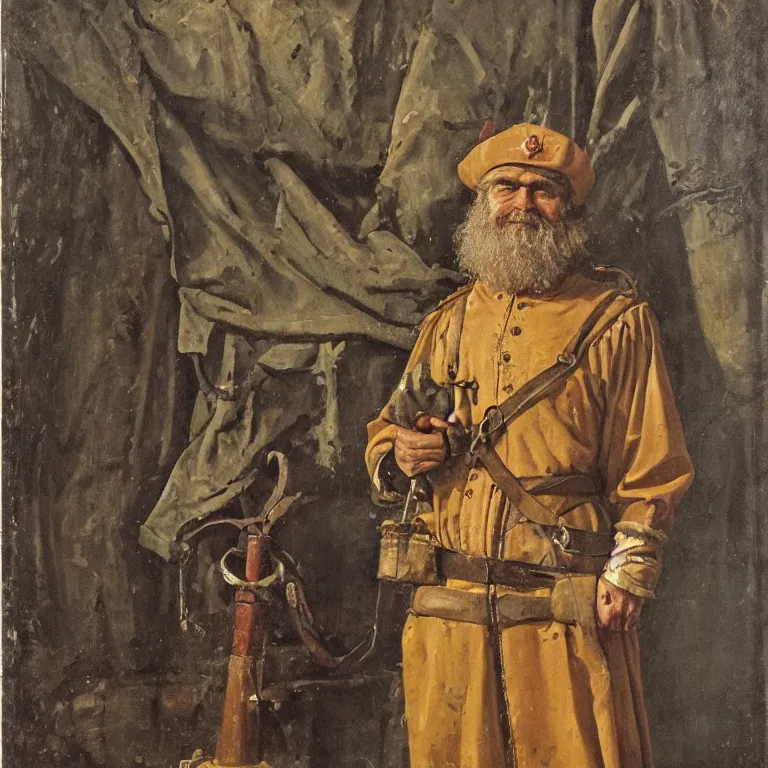Portrait of a Soviet sailor wearing late medieval | Stable Diffusion