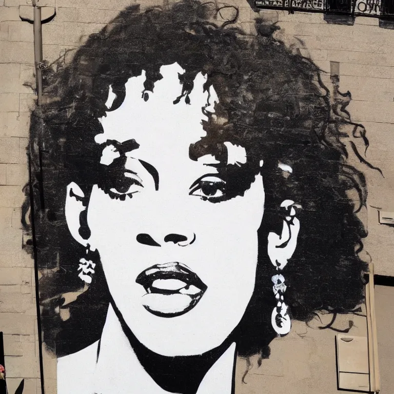 Street-art portrait of Whitney Elizabeth Houston in | Stable Diffusion ...