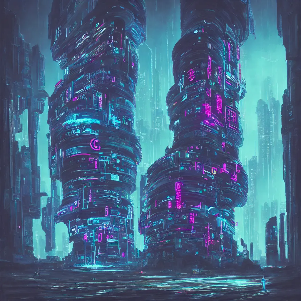 a beautiful cyberpunk acrylic painting of a rune house | Stable Diffusion