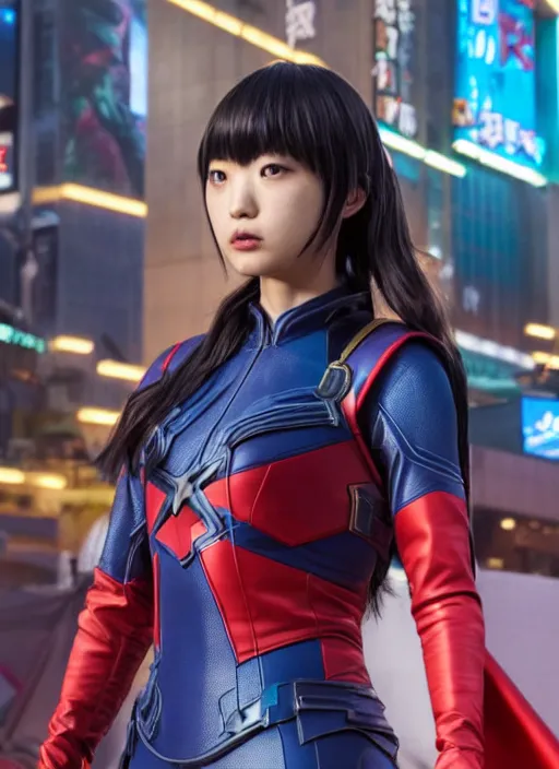 a still of Japanese actress Nana Komatsu as Ms. Marvel | Stable Diffusion
