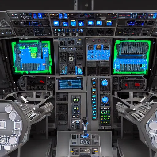 industrial spaceship cockpit with buttons and switches | Stable ...