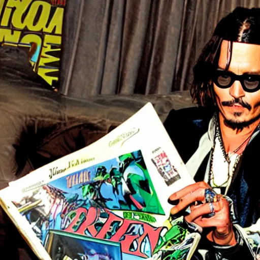 johnny depp reading a cyberfrog comic book | Stable Diffusion | OpenArt
