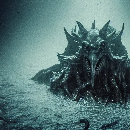 underwater closeup of a satanic sea monster in the | Stable Diffusion