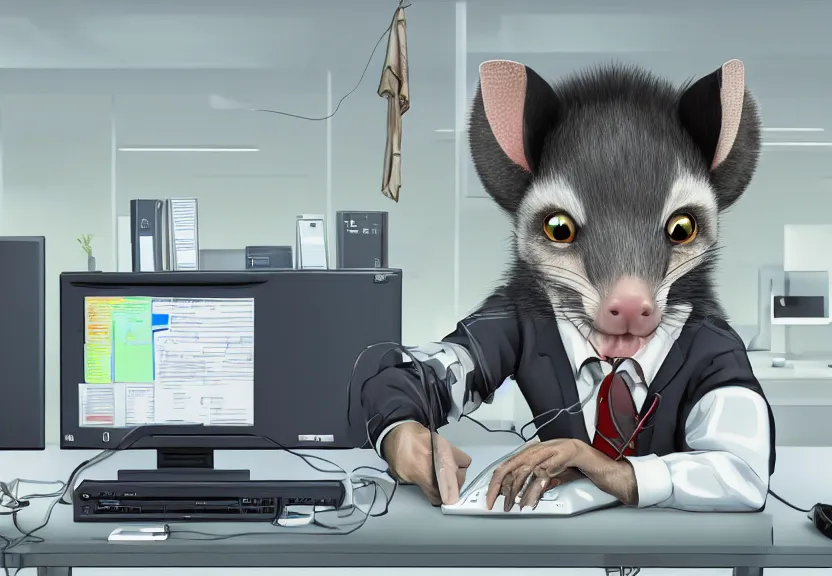 possum dressed as an office worker, working on a | Stable Diffusion ...