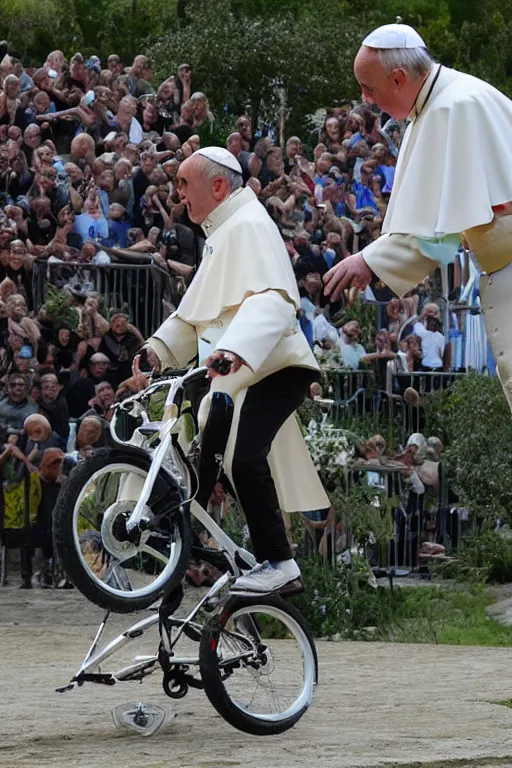 a photo of the pope doing trial bike stunts | Stable Diffusion