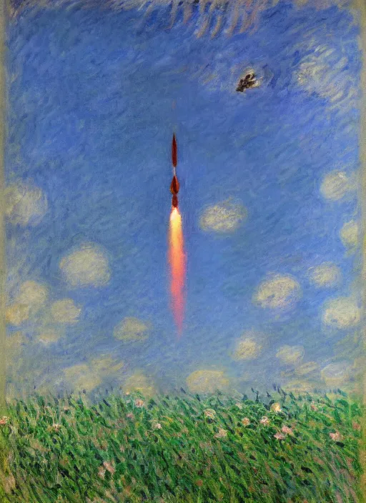 green rocket flying into space by claude monet | Stable Diffusion | OpenArt