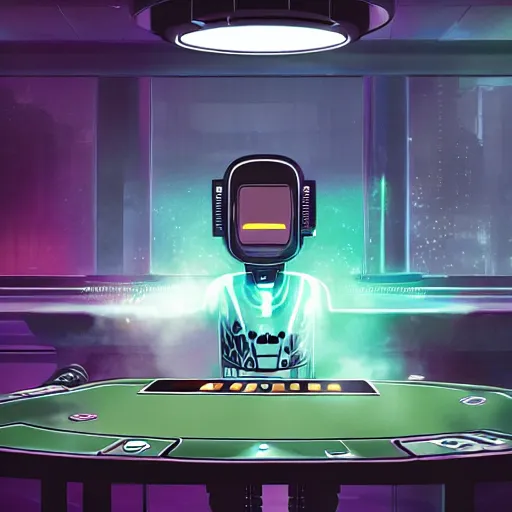 photorealistic robot poker dealer cyberpunk high | Stable Diffusion ...