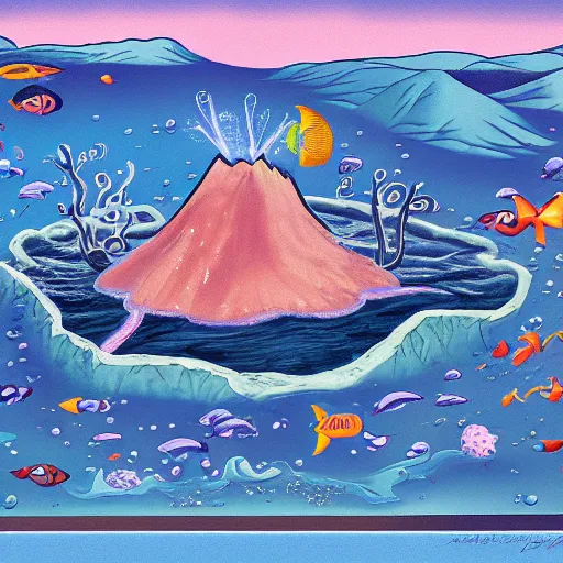anamorphic cartoon, undersea volcano | Stable Diffusion | OpenArt