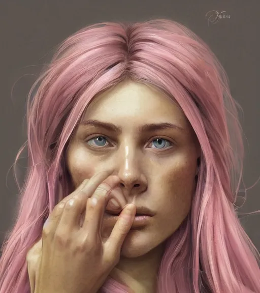 full portrait of a young, ugly woman, rough features, | Stable ...