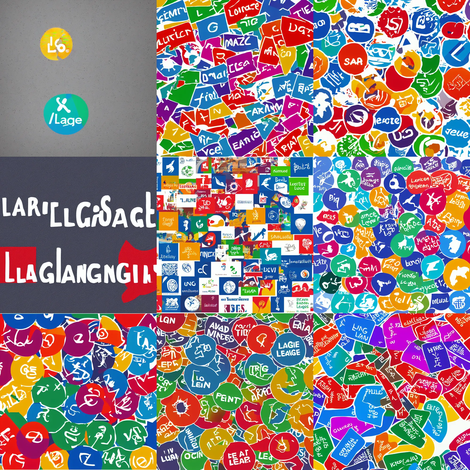 language learning logo, big, simple, modern, | Stable Diffusion