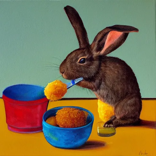 a painting of a rabbit drinking tequila and eating | Stable Diffusion