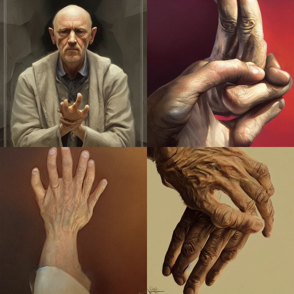 Human hand, one of the fingers is Jonathan Banks\' | Stable Diffusion