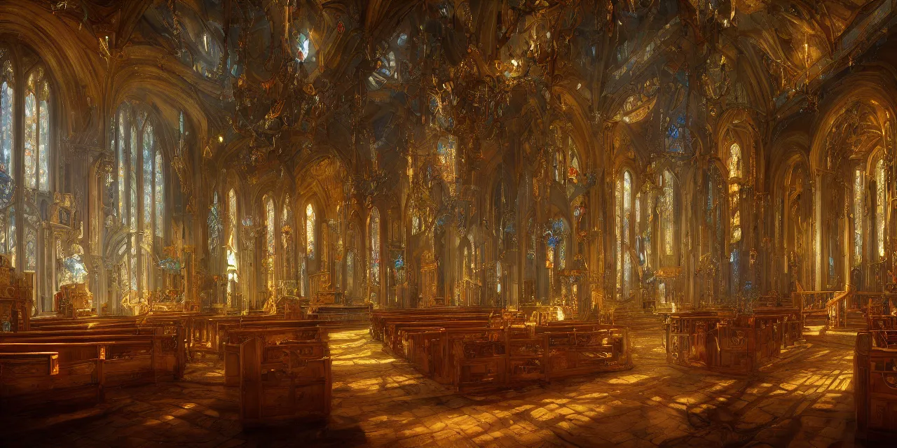 detailed painting of an interior church room with | Stable Diffusion ...