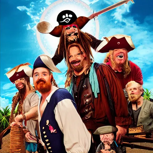 Film poster for comedy pirate film including a pig, | Stable Diffusion ...