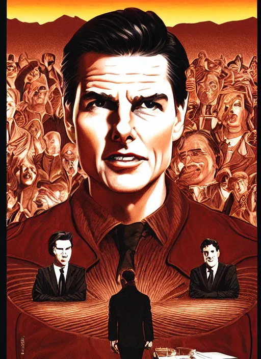 innocent tom cruise, evil beings loom above him, their | Stable ...