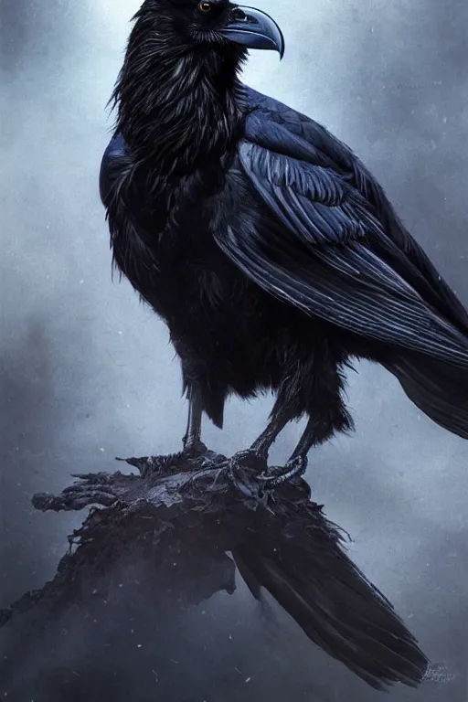 Majestic and regal portrait of a female Raven, DC | Stable Diffusion